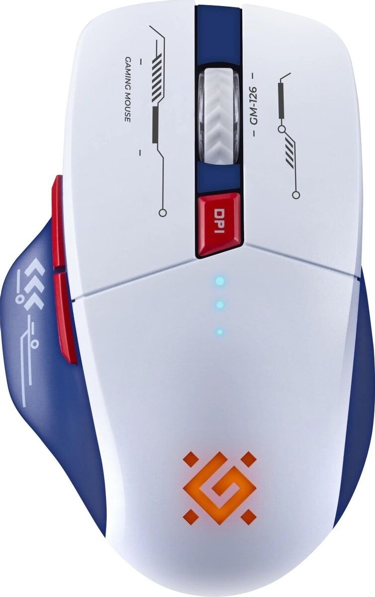 Мышь беспроводная Defender Tisa GM-126 белый/синий, 1600 dpi, радиоканал, Bluetooth, USB, кнопки - 6