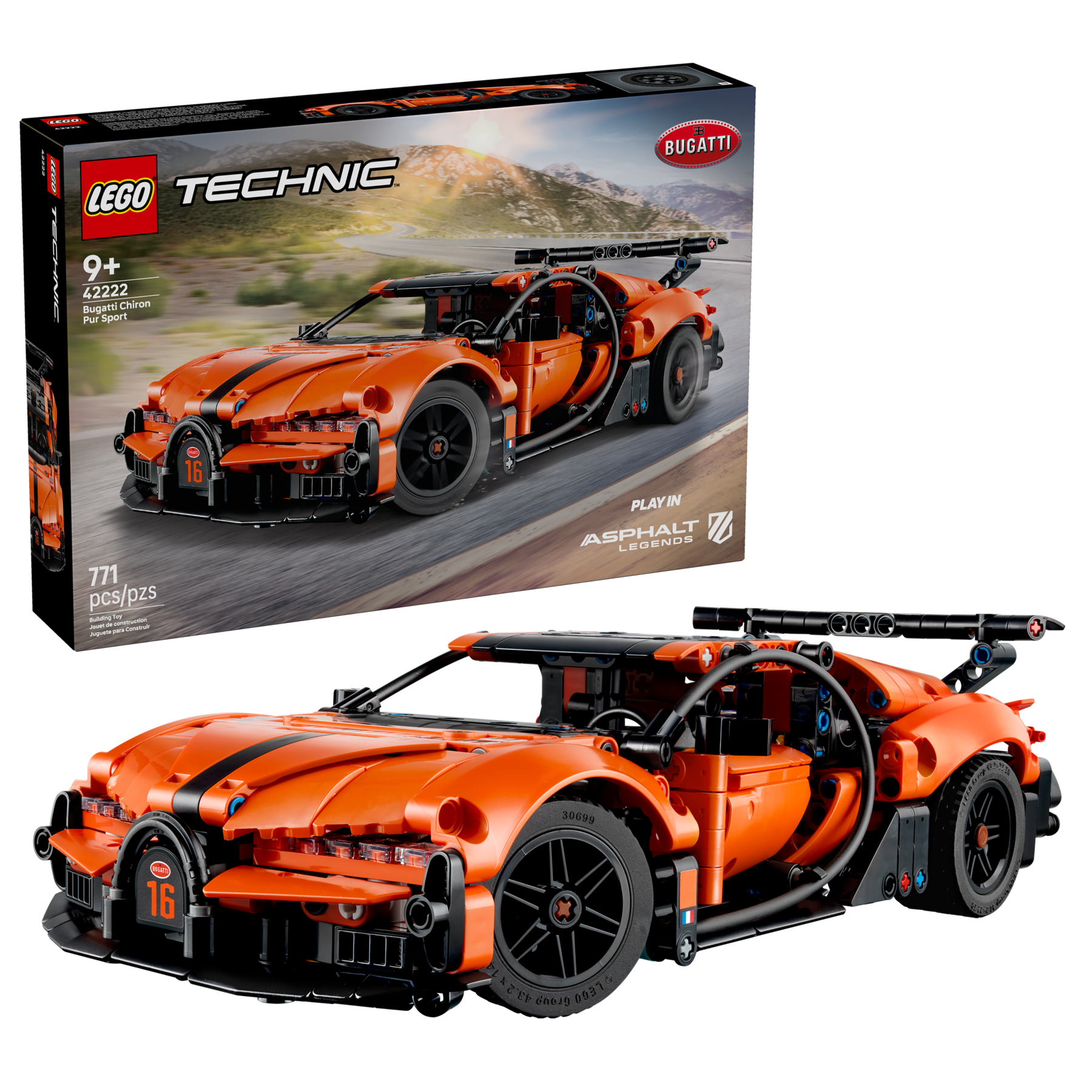 Конструктор LEGO Technic Bugatti Chiron Pur Sport 42222, 771 деталь, от 9 лет