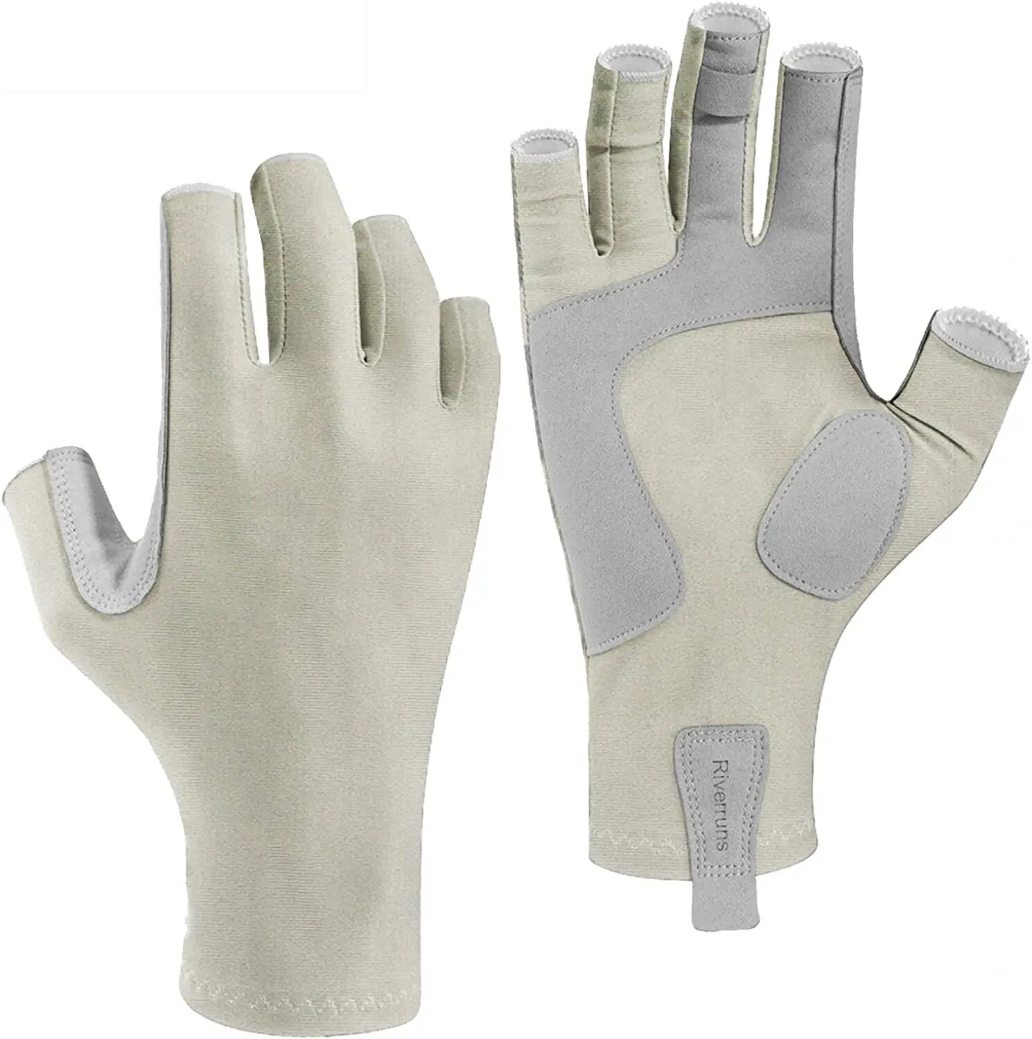 Aventik UPF 50+ рыболовные перчатки без пальцев Серый, Large, Light Khaki