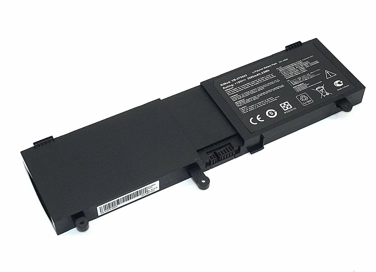 Аккумулятор для ноутбука Asus N550J (N550-4S1P) 15V 3500mAh OEM черная