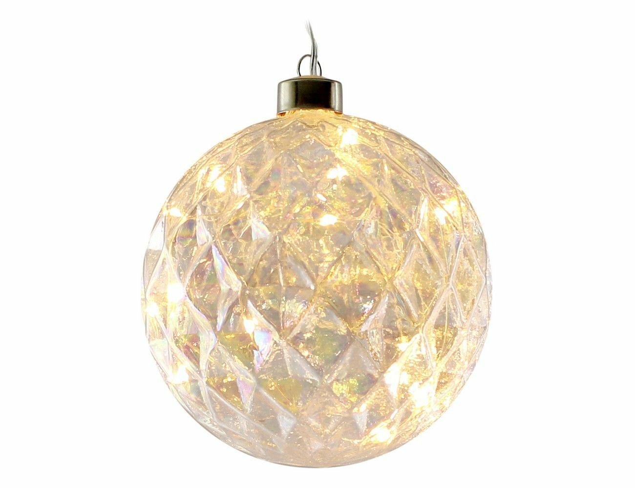Светящийся елочный шар, стекло, 12 теплых белых микро LED-огней, 12 см, Peha Magic