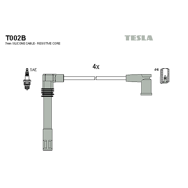 TESLA T002B (06A905409D) к-кт проводов\ VW Passat (Пассат) 2.0 azm, Audi (Ауди) a3 1.8 apg / agn 96