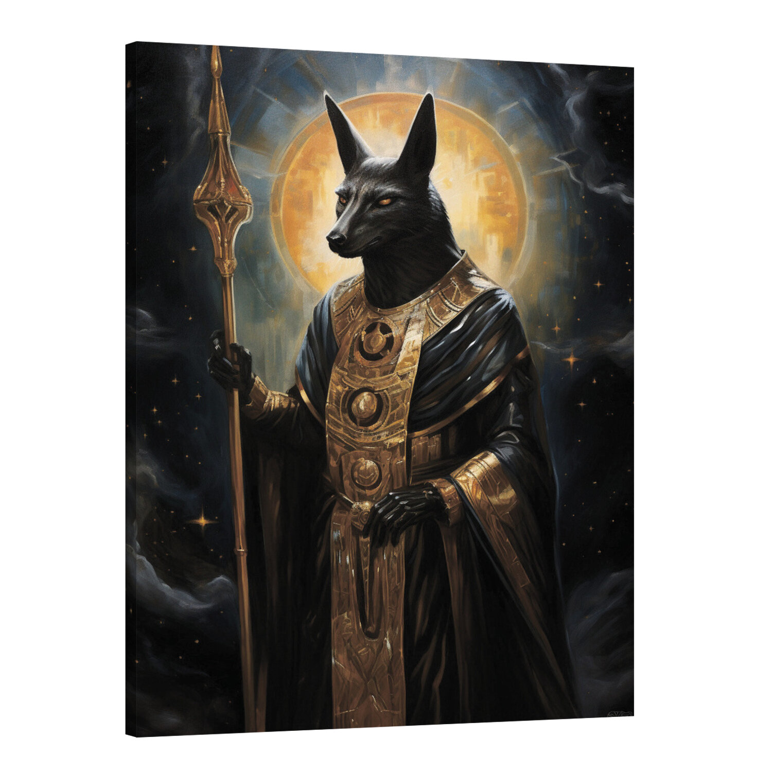 Интерьерная картина 50х70 "Анубис: стражник врат к загробному царству"