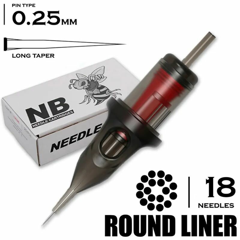 Картриджи для тату и татуажа NB - BEE NEEDLE 18 RLLT/0.25 Round Liner, 20шт