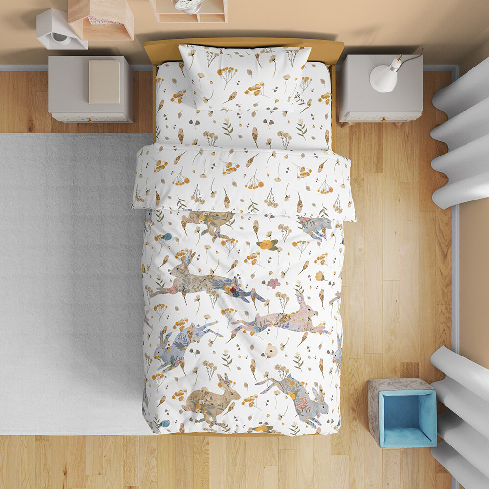 Детское постельное белье BELLEHOME "Зайки Дюрер", сатин, 1,5 спальный