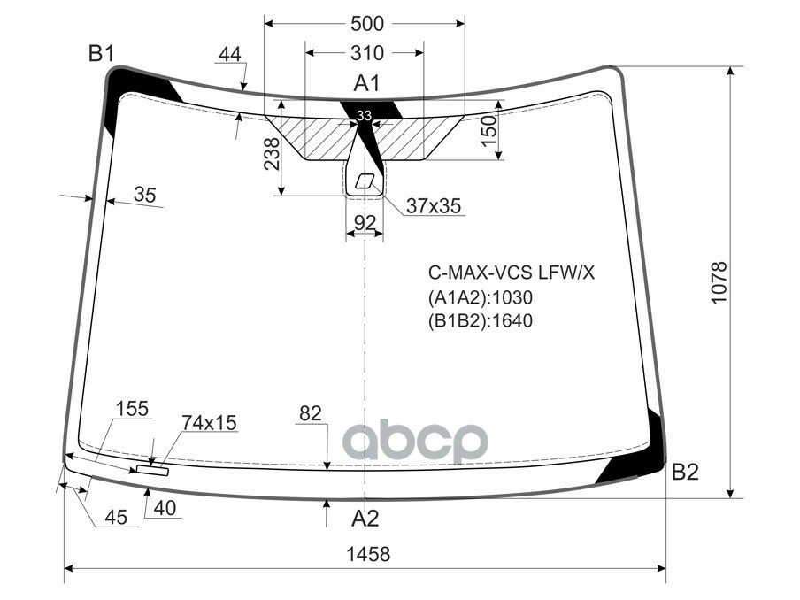 Стекло лобовое (Датчик дождя/ Молдинг) Ford C-MAX 03-10 XYG арт. C-MAX-VCS LFW/X