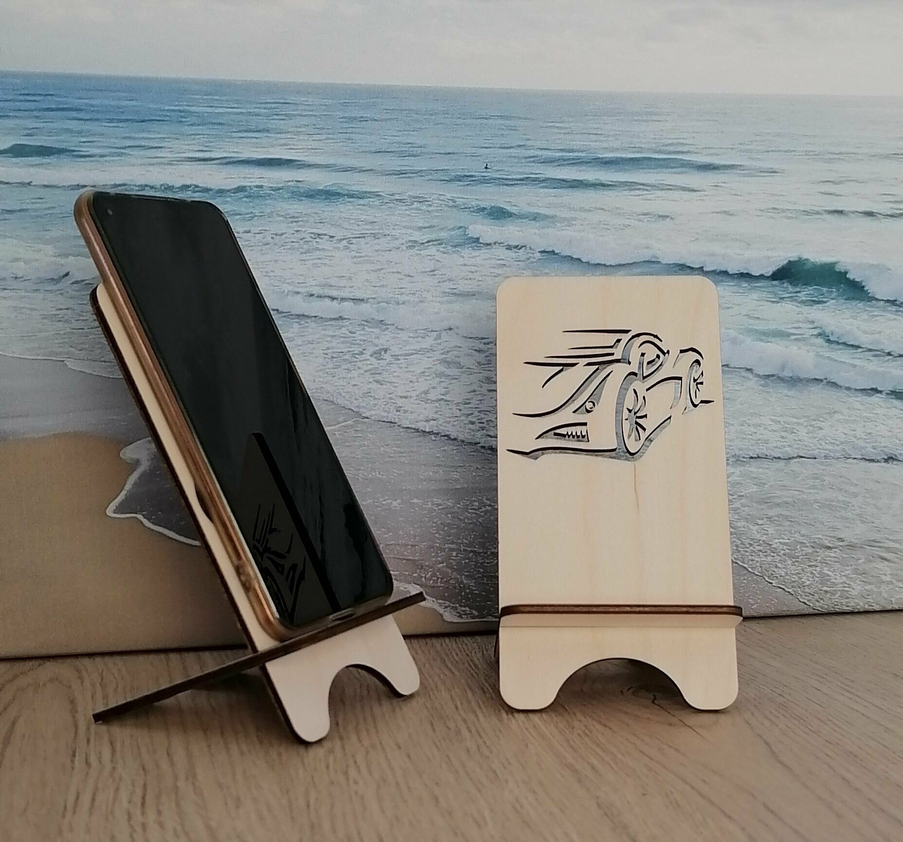 Подставка под телефон "авто" из дерева / 2шт