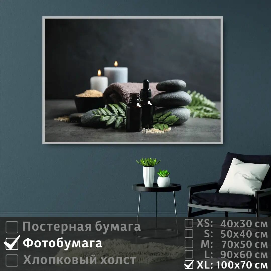 Постер на фотобумаге Набор Со Свечами Для Массажа В Спа Салон 100х70 см ПолиЦентр