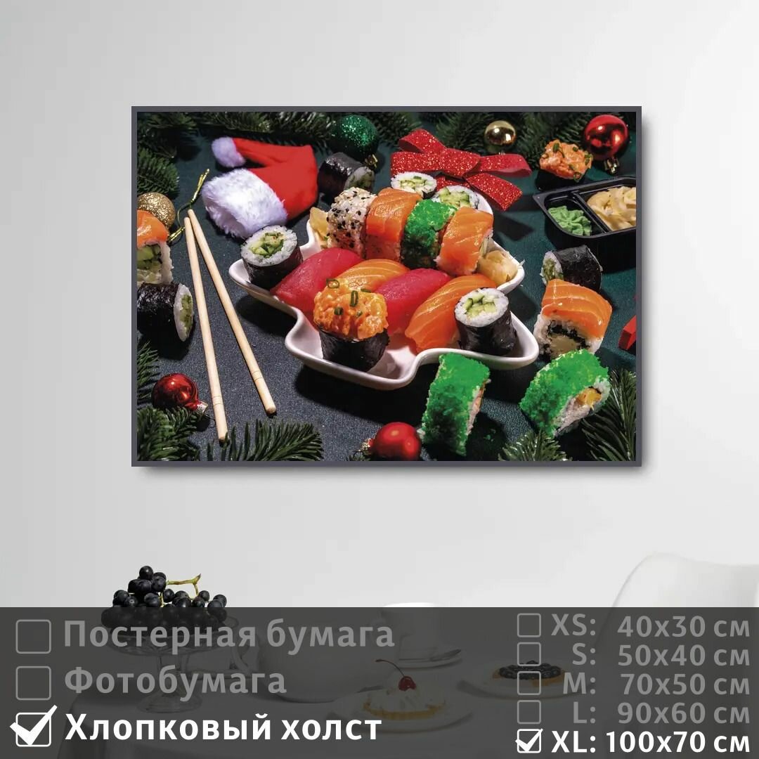 Постер на холсте Красочные Суши И Роллы 100х70 см ПолиЦентр