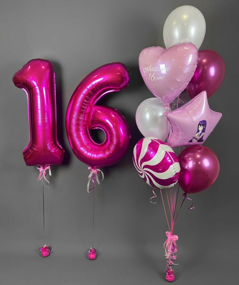 Фольгированные шары-цифры на 16-летие