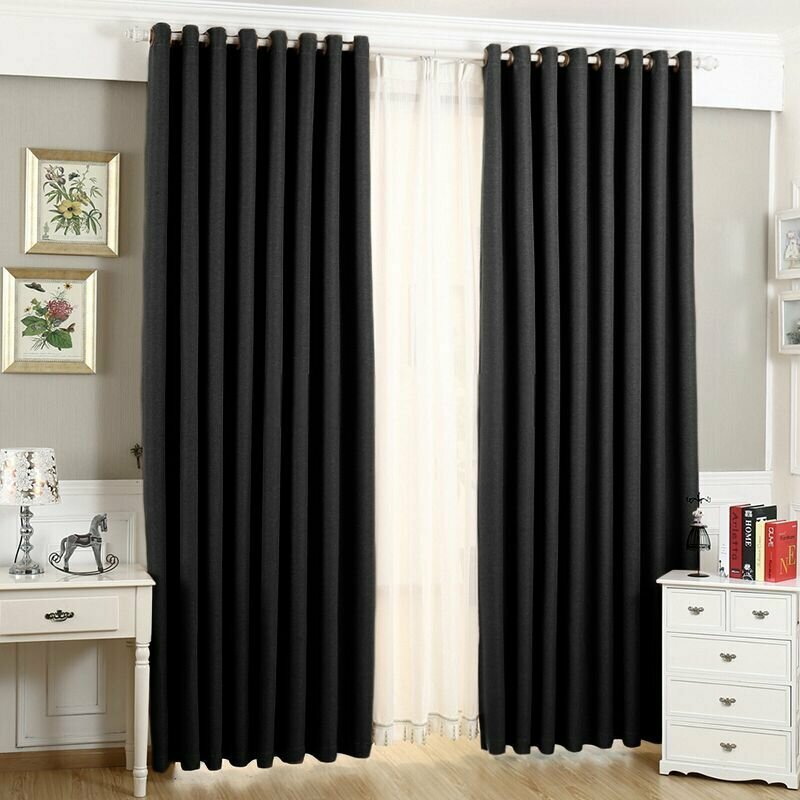 Шторы блэкаут на люверсах - 2шт. (шир. 150 см * выс. 230 черные Цена за 2 шторы БК-Л-1