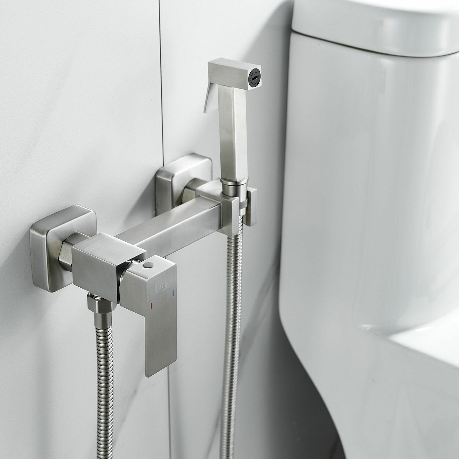 F237L Смеситель с гигиеническим душем из нержавейки, сатин