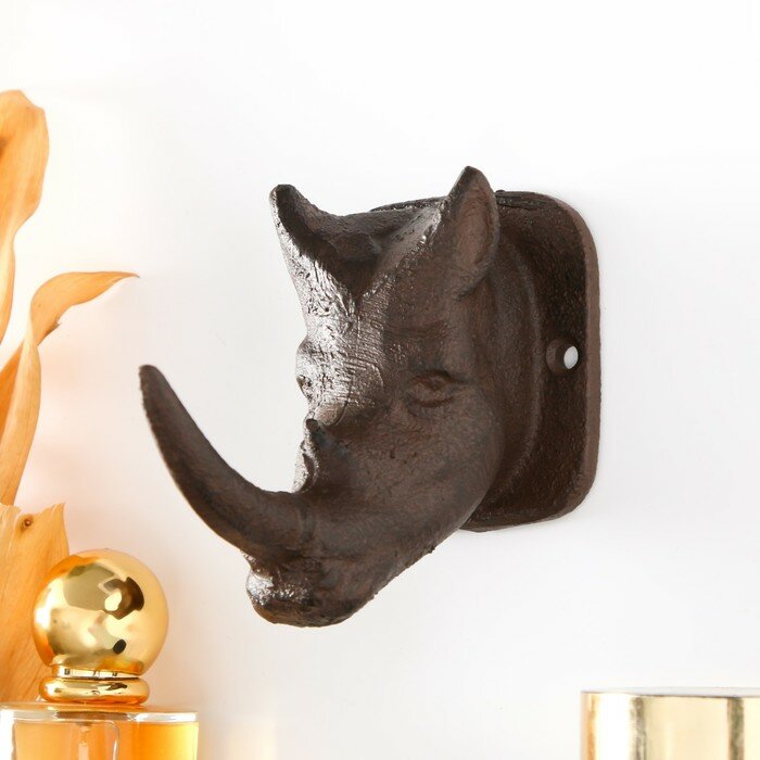 Настенный крючок декоративный «Носорог», чугун, 6.5×11×9 см