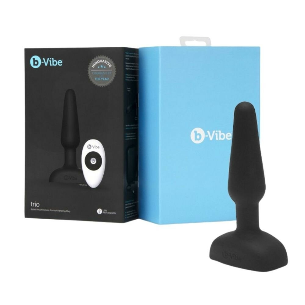 Премиальная анальная пробка с вибрацией и пультом "Trio Plug Black"