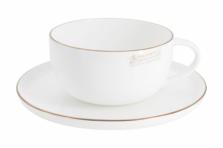 Чайный набор на 6 персон Maxwell & Williams Кашемир Голд, сервиз 12 предметов: 6 шт чашек 300 мл и блюдец из фарфора, подарочный