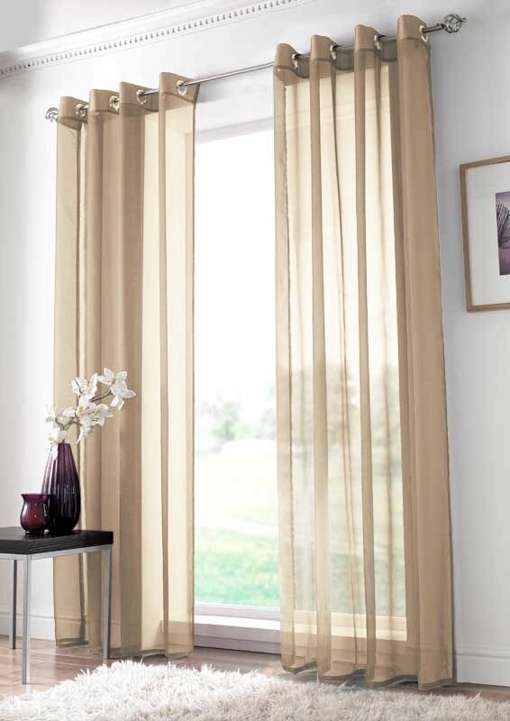 Тюль на люверсах на окна до 350 см - 2 шторы ( выс 280 см х шир 270 см ) арт - ТУ-В-Л-1 цвет бежевый