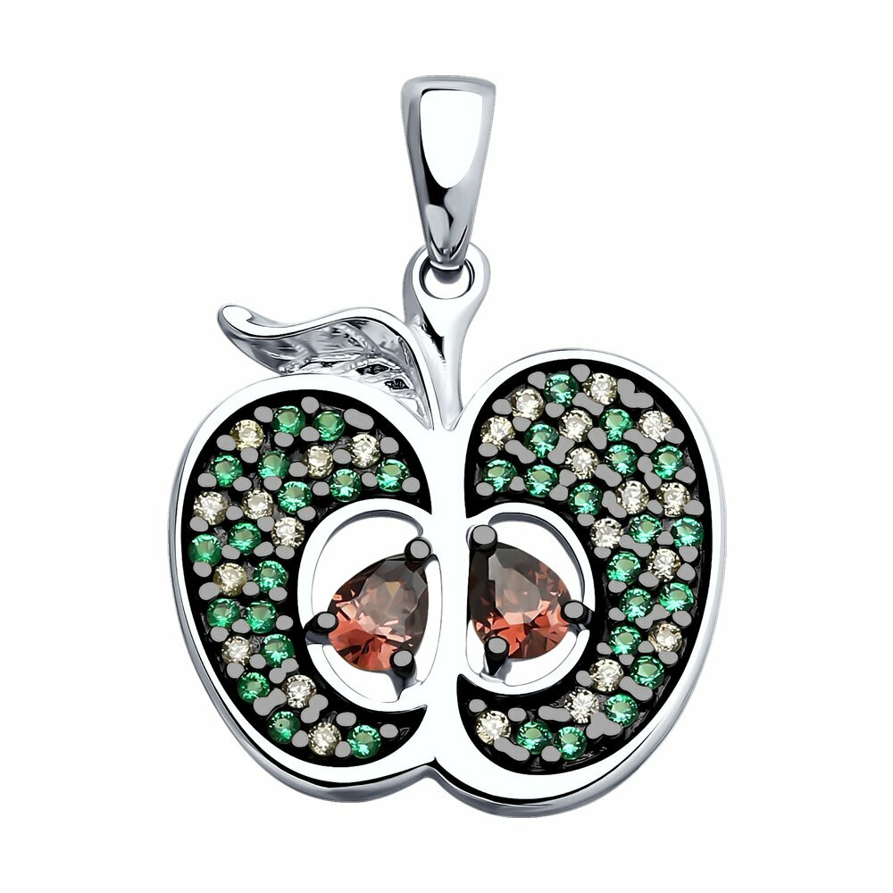 Подвеска, серебро, 925 проба, фианит