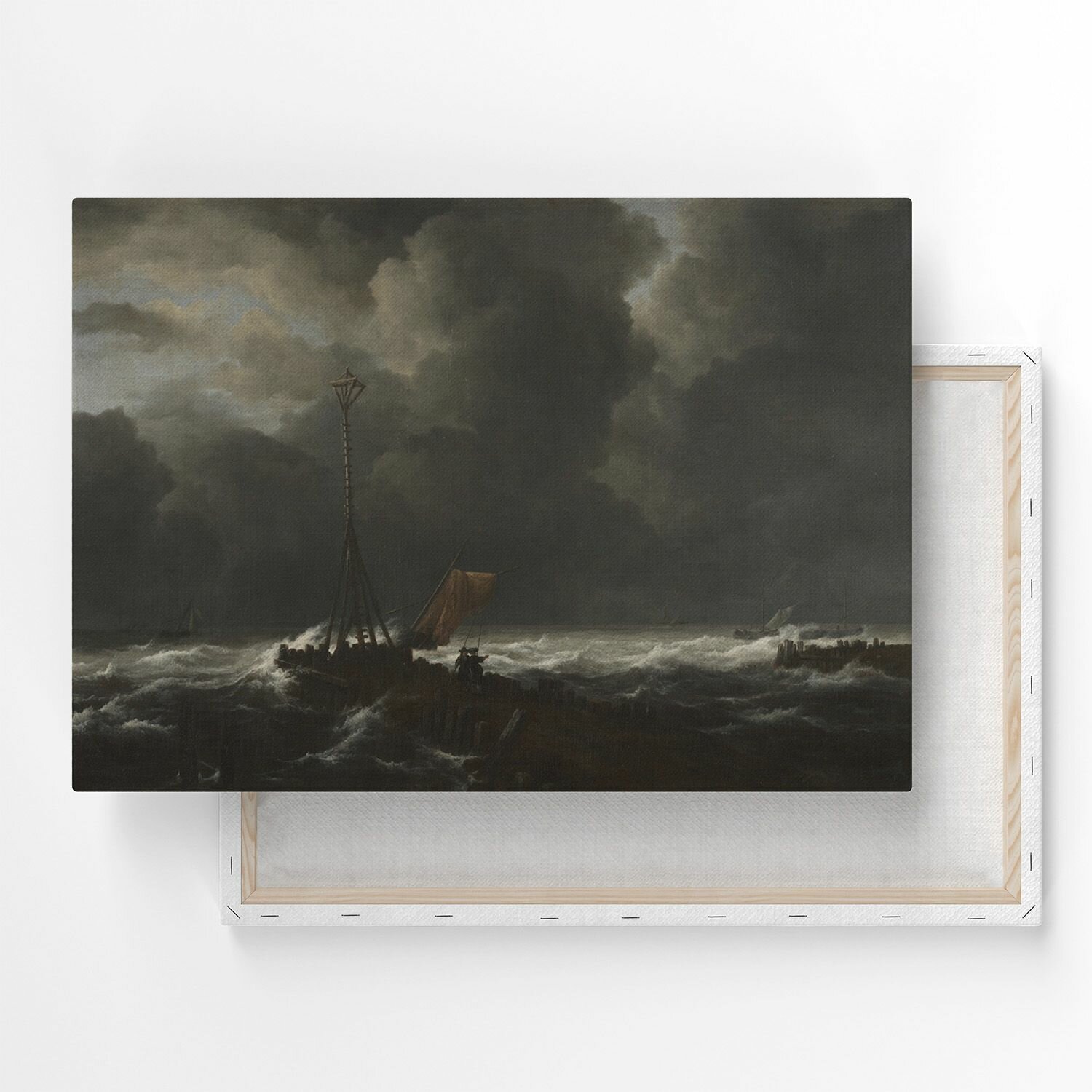 Картина на холсте, репродукция / Якоб ван Рёйсдал - Rough Sea at a Jetty / Размер 30 x 40 см