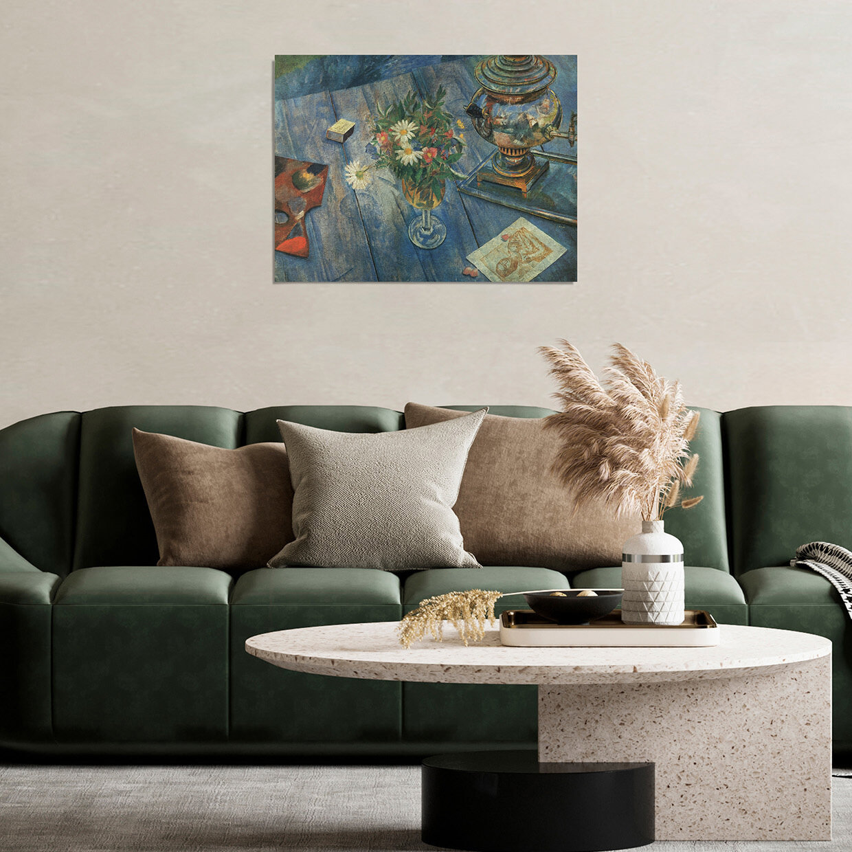 Картина на холсте, репродукция / Кузьма Петров-Водкин - Натюрморт с самоваром / Размер 40 x 53 см