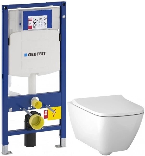 Комплект подвесной унитаз Geberit Smyle Square 500.683.00.2 + система инсталляции Geberit 111.300.00.5