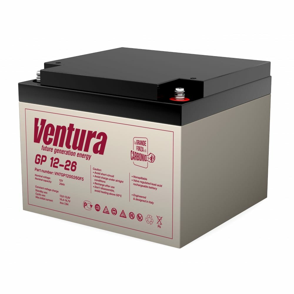 Аккумуляторная батарея Ventura GP 12-26 (12 В, 26 Ач, AGM, обратная полярность, болт и гайка