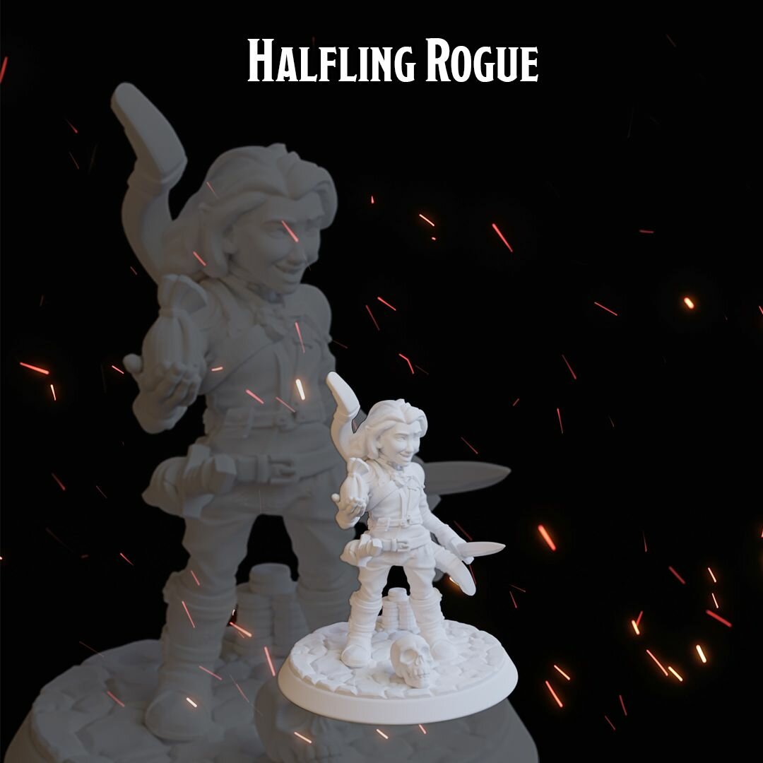 Миниатюра для ДнД Плут полурослик женщина 33мм для ДнД, DnD, НРИ