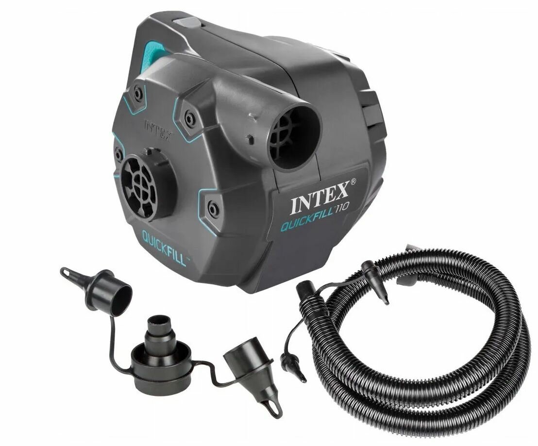 Насос электрический 220В, Intex 66644 "Quick-Fill AC" 1100л/м, 3 насадки + шланг-удлинитель в комплекте