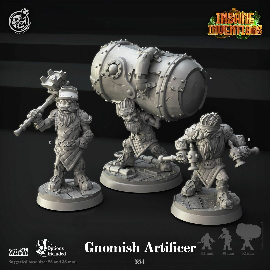 Миниатюра D&D "Набор Гномы-техники" 3шт. 32 мм (DnD, Dungeons & Dragons, ДнД, Подземелья и Драконы, Pathfinder)