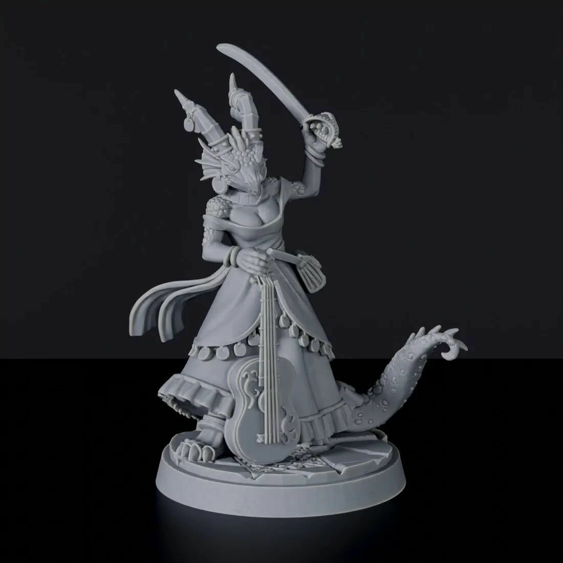 Миниатюра D&D "Драконорожденный бард с мечем" 32 мм (DnD, Dungeons & Dragons, ДнД, Подземелья и Драконы, Pathfinder)