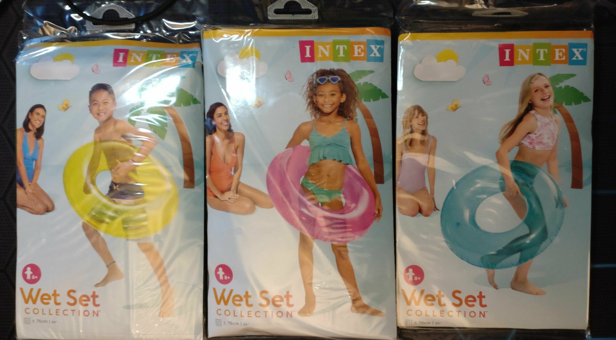 З-и шт. Комплект Детский надувной круг для плавания Lively 76 см, Intex 59260. Новинка 2024 Прозрачный.