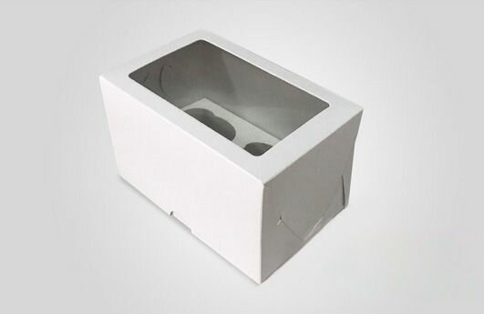 Упаковка картонная для капкейков без окна 100х160х100мм для 2шт белая уп/5шт