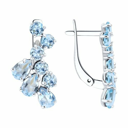 Серьги, серебро, 925 проба, родирование, топаз