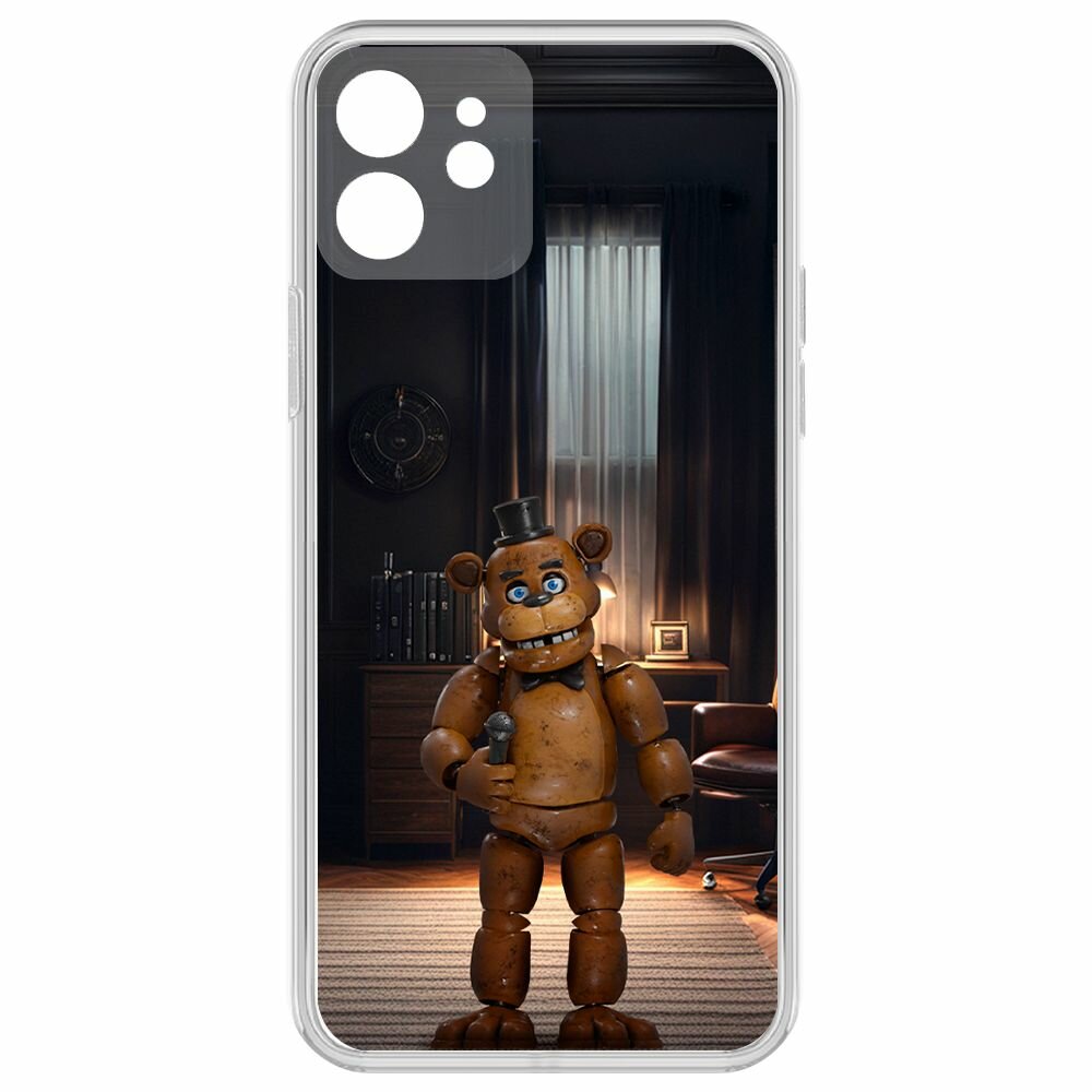 Чехол-накладка Krutoff Clear Case фнаф - Медведь Фредди для iPhone 12 с защитой камеры