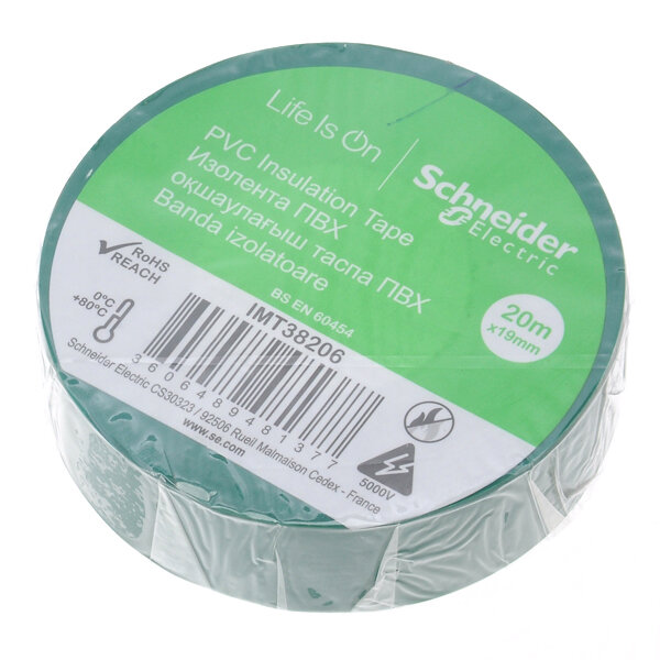 Лента IMT38206 изоляционная зелёная ПВХ 19ммХ20м (Systeme Electric) (3 шт. в комплекте)