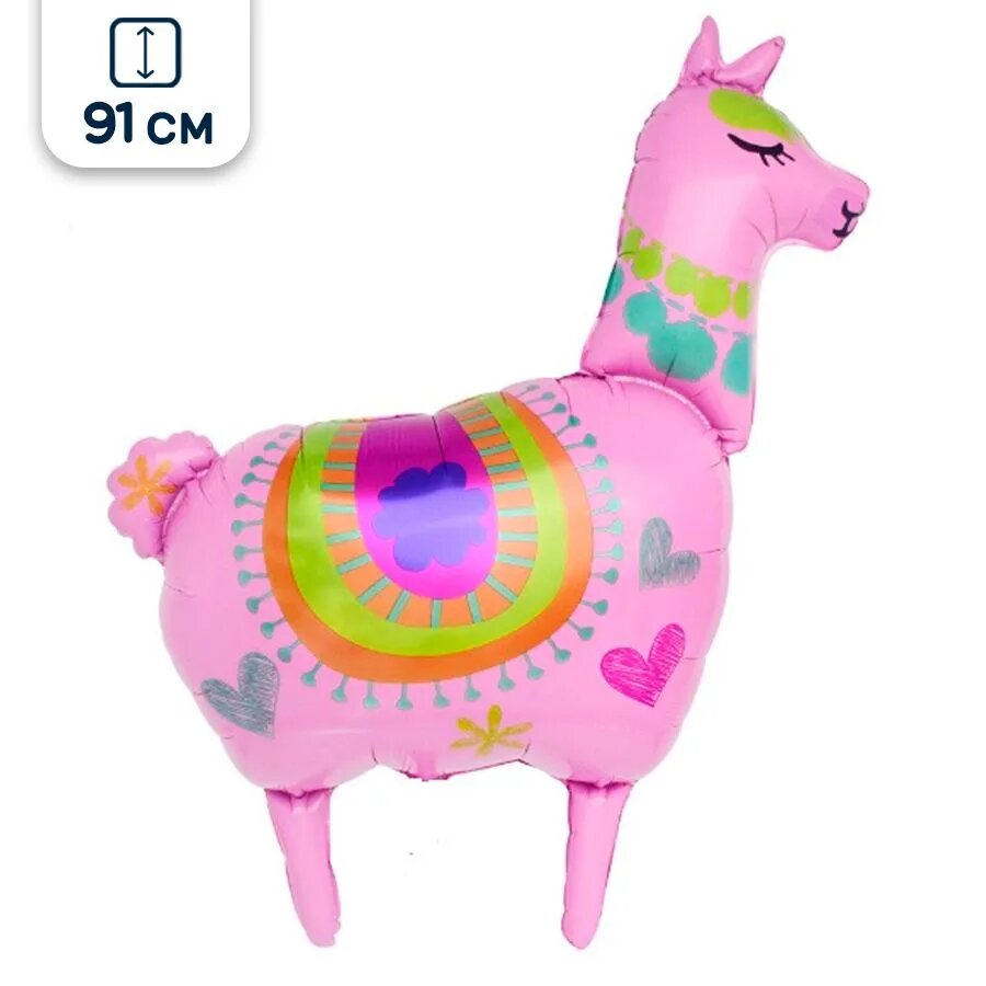 Воздушный шар Лама, розовый, 91 см