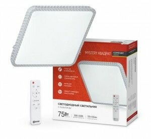 Свет-к с/д (потолочный) MYSTERY квадрат 75W IN HOME 6000Лм с пультом