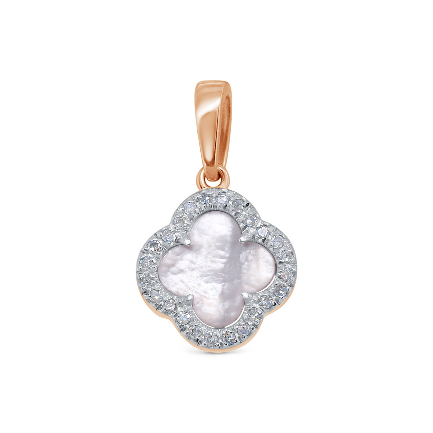 Подвеска, красное золото, 585 проба, бриллиант, перламутр