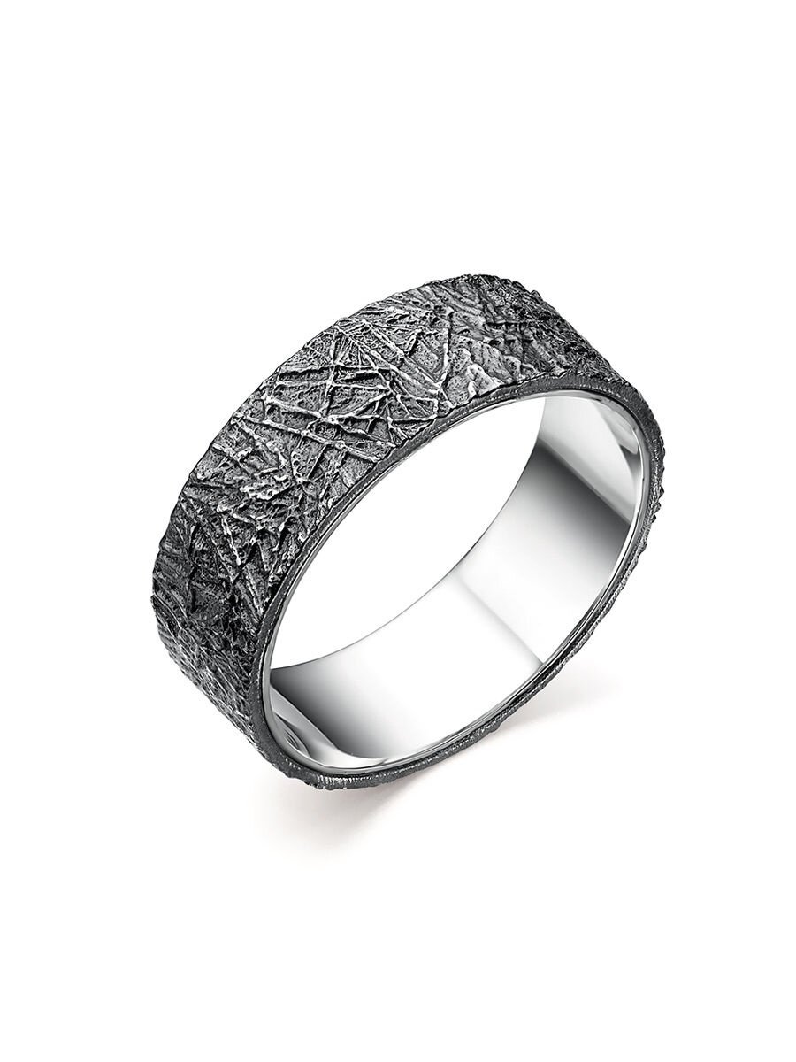 Кольцо широкое, серебро, 925 проба, чернение