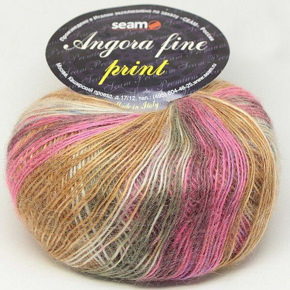 Пряжа Seam ANGORA FINE PRINT 6513 коричн/мал/т. серый (2 мотка)