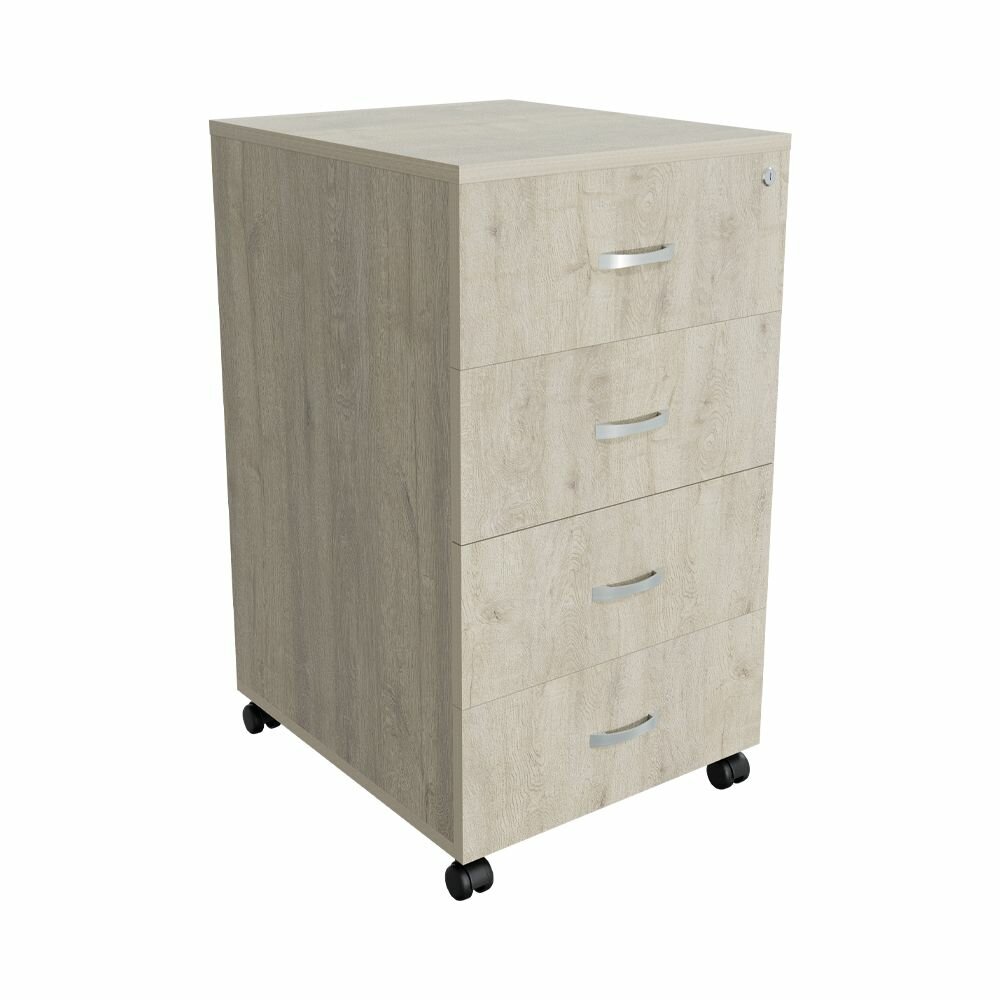 Тумба офисная / мобильная с 4 ящ. с замком ТФ201, р.410х470х660 мм, Дуб кронберг