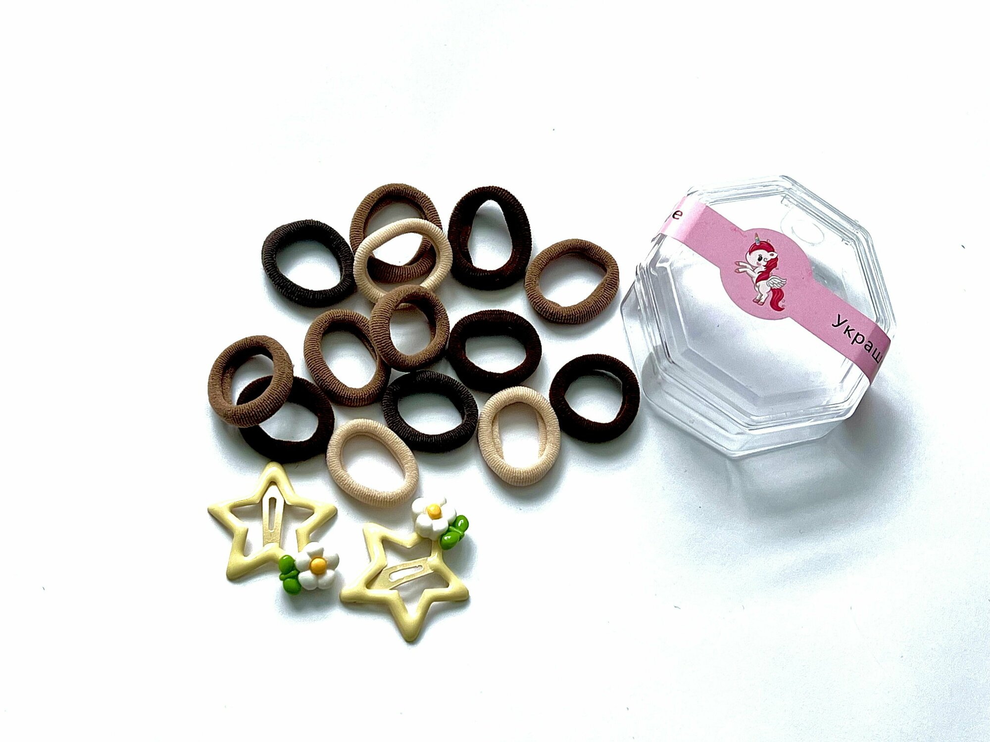 Набор резинок для волос с заколочками клик клак 17шт