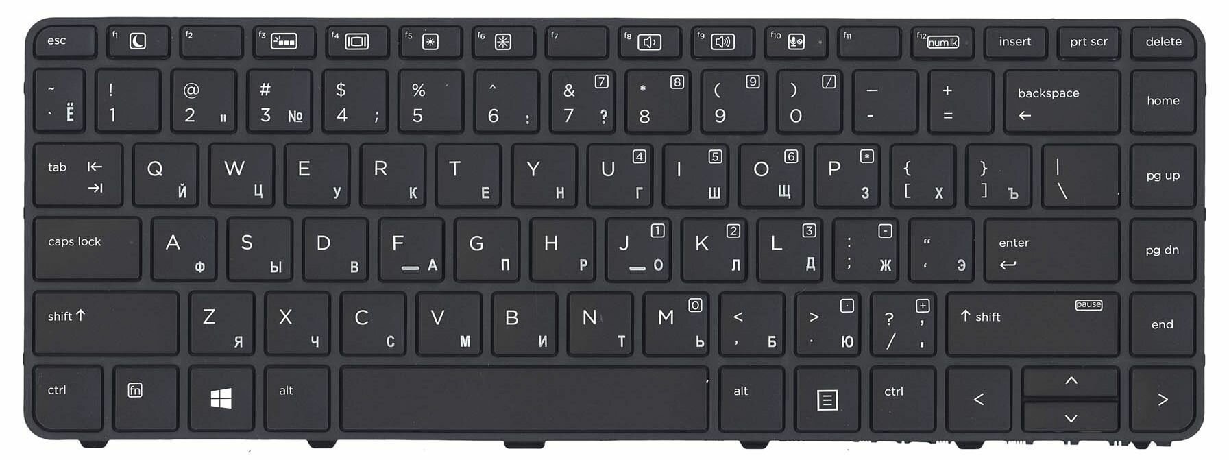 Клавиатура для ноутбука 6037B0115501, для ноутбука HP ProBook 430 G3, 440 G3, 445 G3, черная, с рамкой, код mb019316