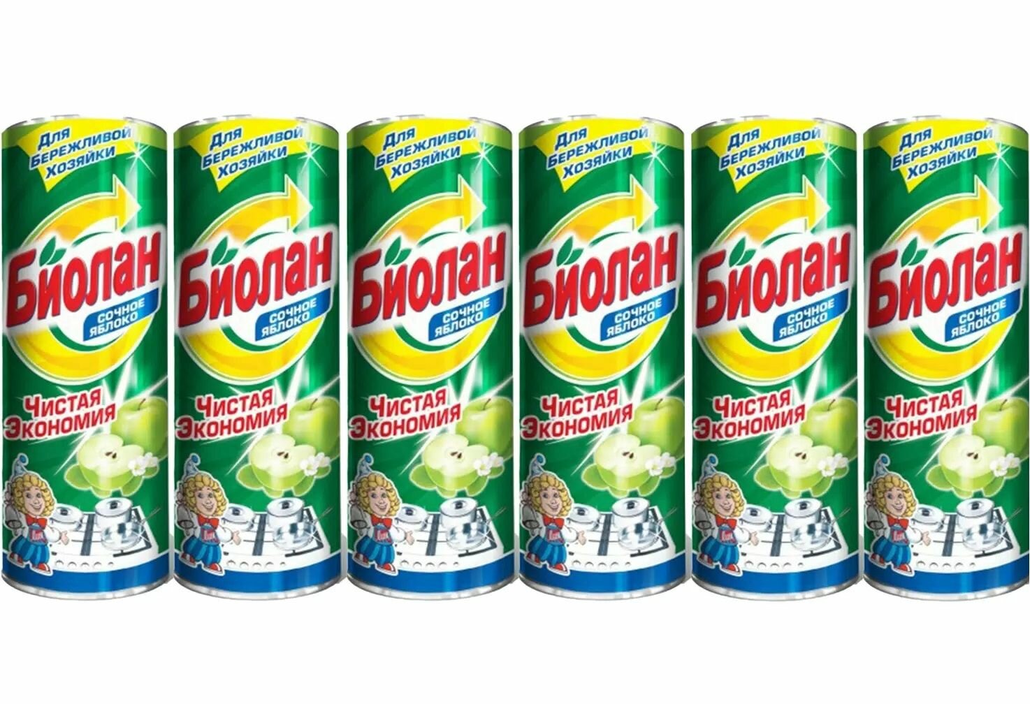 Биолан Чистящий порошок Сочное яблоко, 400 гр, 6 шт