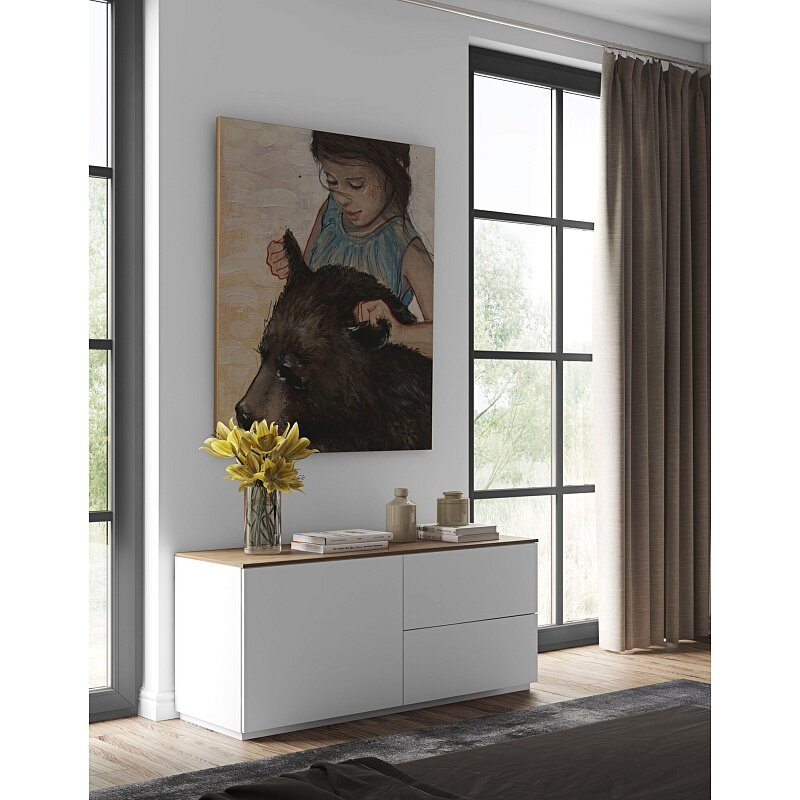 Комод МебельЛэнд24 Солт - 2 Береза 120x50x57 белый однодверный с 2 ящиками