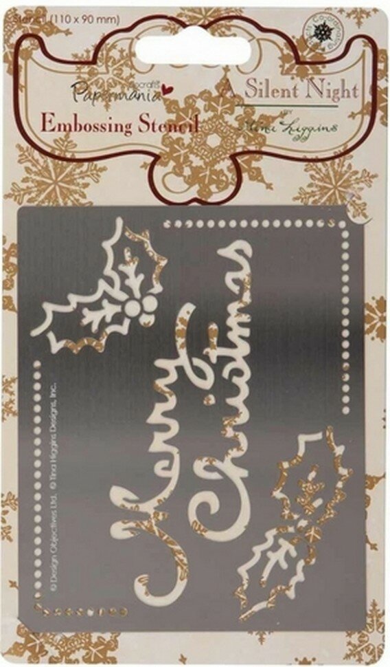 Docrafts PMA2691903 Трафарет металлический "Веселого Рождества" SILENT NIGHT, 90 х 110 мм