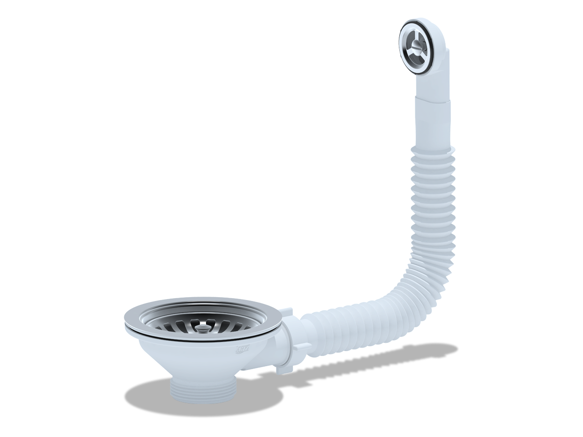 Выпуск АНИ Пласт N320S для мойки 3-1/2" Ø90мм с круглым вертикальным переливом