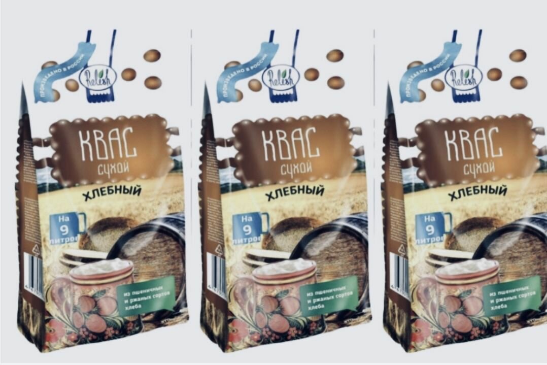 Квас сухой хлебный 3 шт по 400гр. Relish