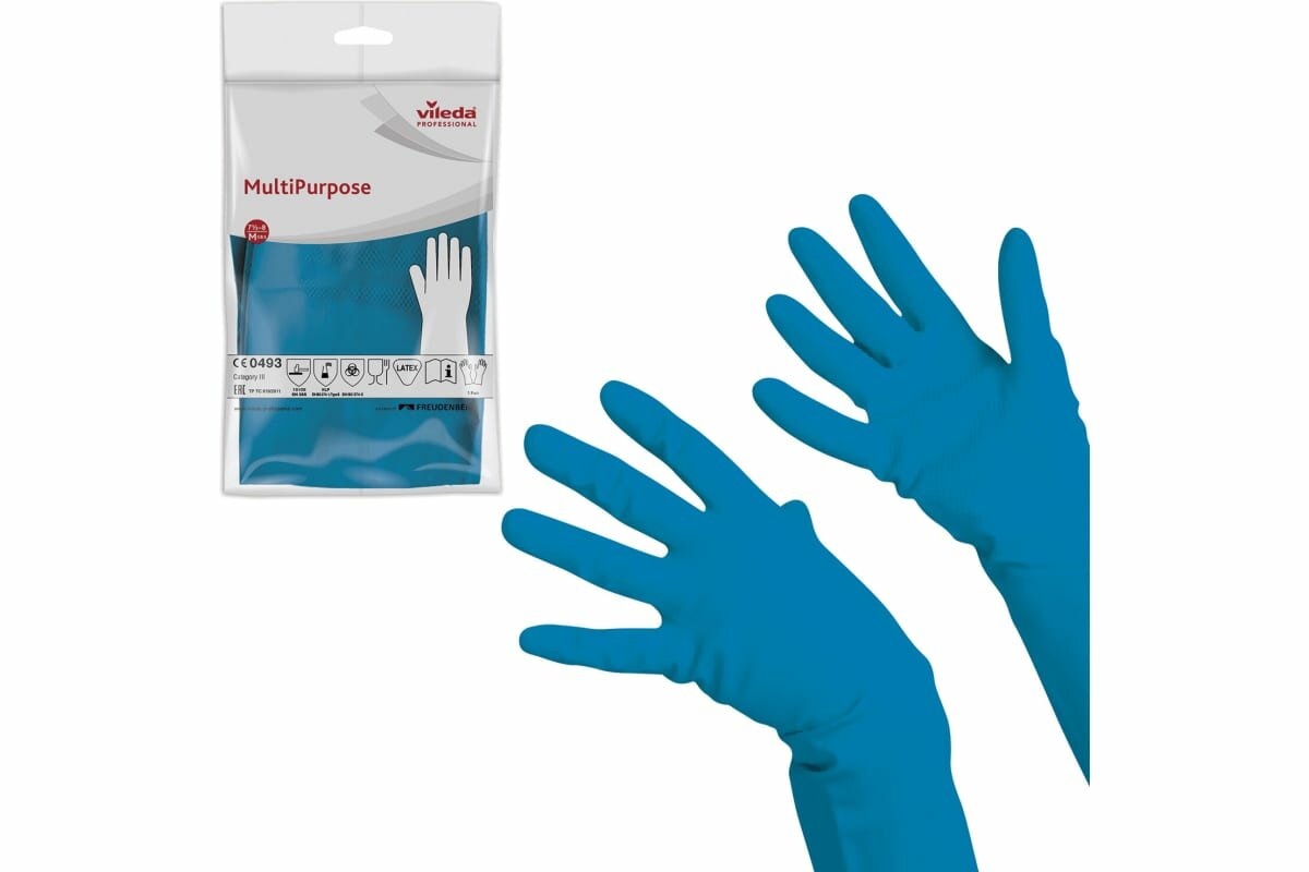 Vileda Professional резиновые перчатки с х/б напылением, размер M, 100753 10270