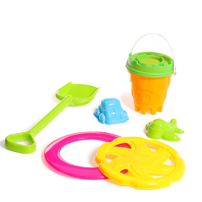 Набор игрушек для песочницы «Пончик», 7 предметов: ведро, сито, кольцо, звезда, 2 формочки, лопата, микс