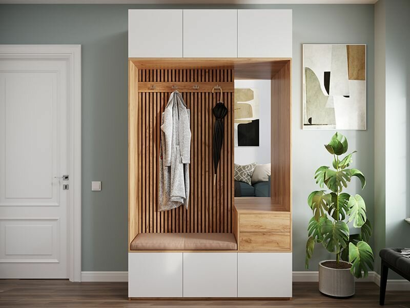 Прихожая в коридор "Дуглас 8" 135х240х50 Дуб крафт золотой / Лотос